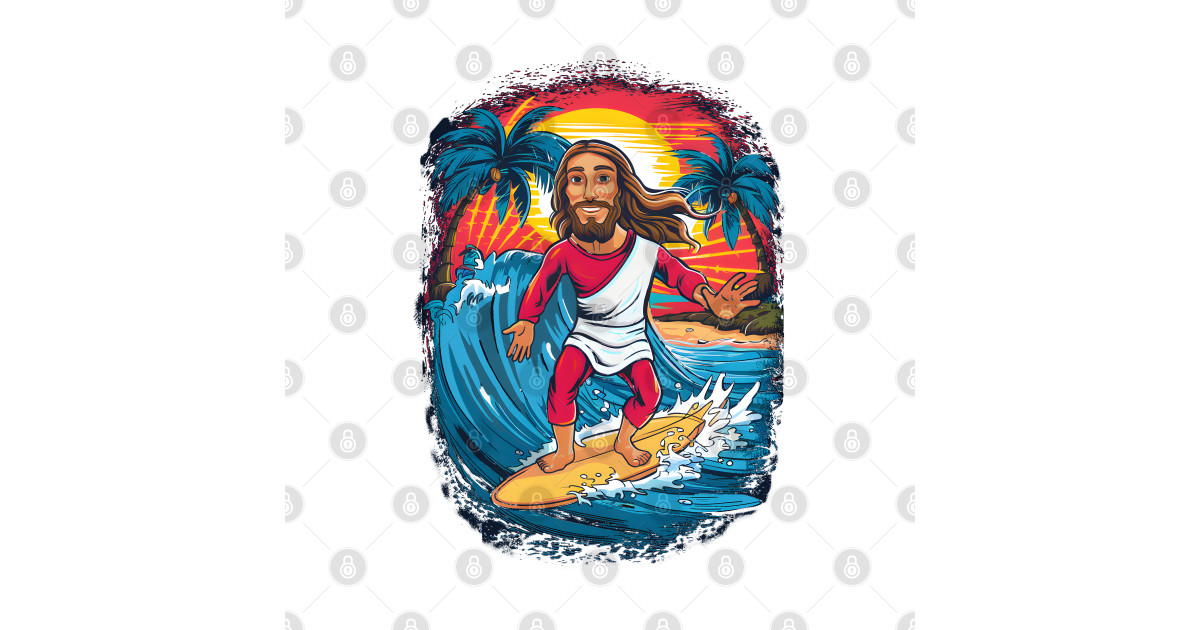 Surfing Jesus - Surfing Jesus - T-Shirt | TeePublic