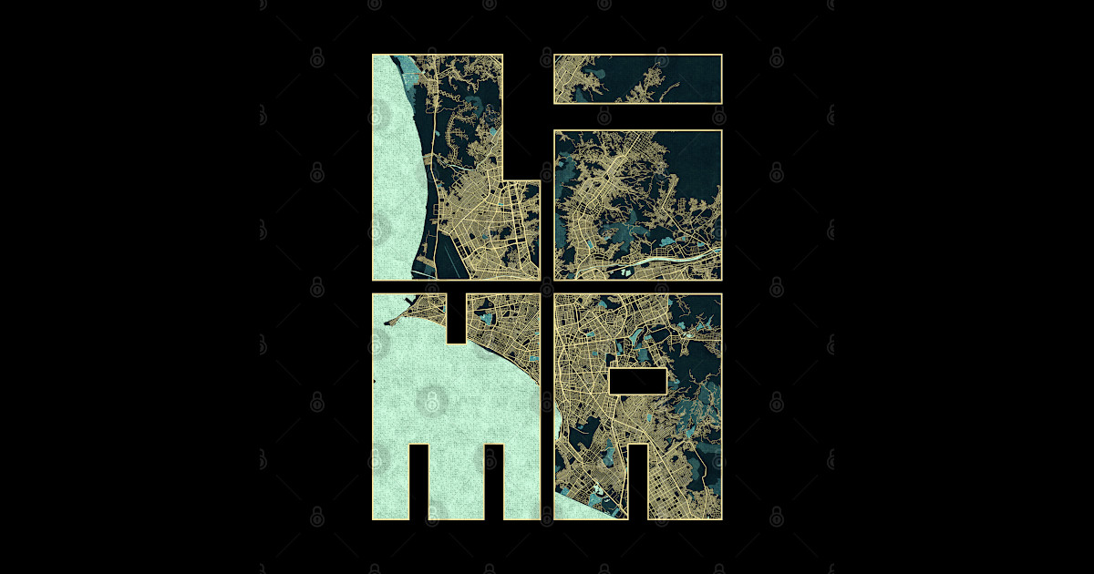 Lima, Peru City Map Typography - Summer - Lima - Sticker | TeePublic