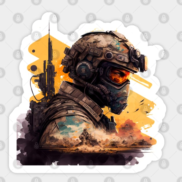 Soldier watercolor print - Battlefield - Sticker | TeePublic