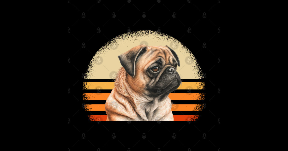 Pug Vintage Retro - Pug - Sticker | TeePublic