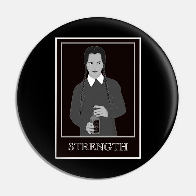 Wednesday Addams - Strength Tarot Card - Wednesday Addams - Pin | TeePublic