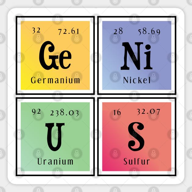 Genius | Periodic Table of Elements - Genius Periodic Table - Sticker ...