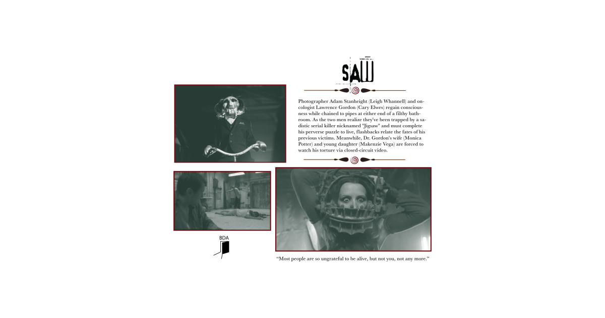 Saw 1 Synopsis Design - Saw - T-Shirt | TeePublic
