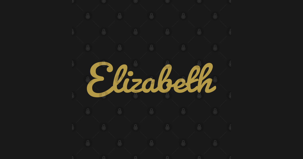 Elizabeth Cursive Script Typography Gold Text - Elizabeth - T-Shirt ...
