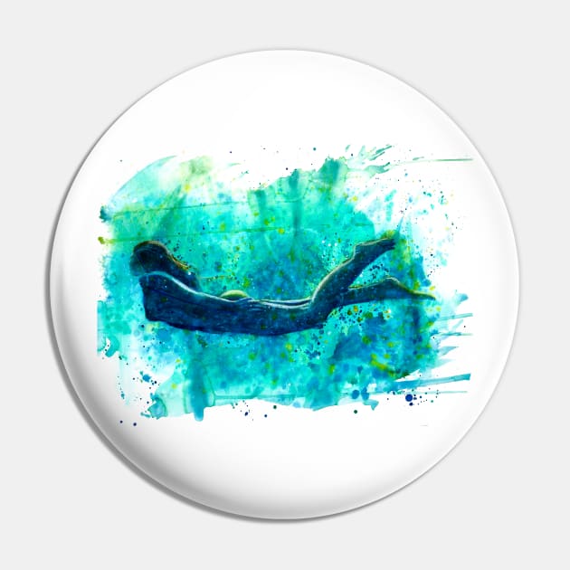 Woman Swimming Underwater - Swimming Girl - Pin | TeePublic