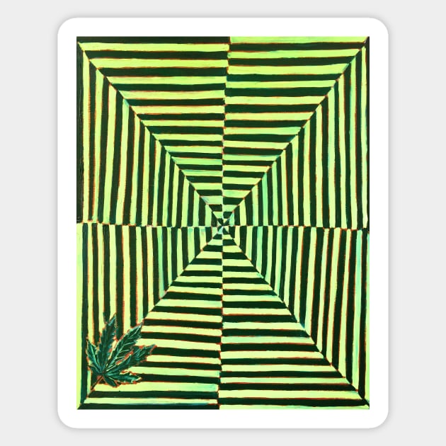 Trippy Weed Leaf - Weed Oil Painting - Sticker | TeePublic