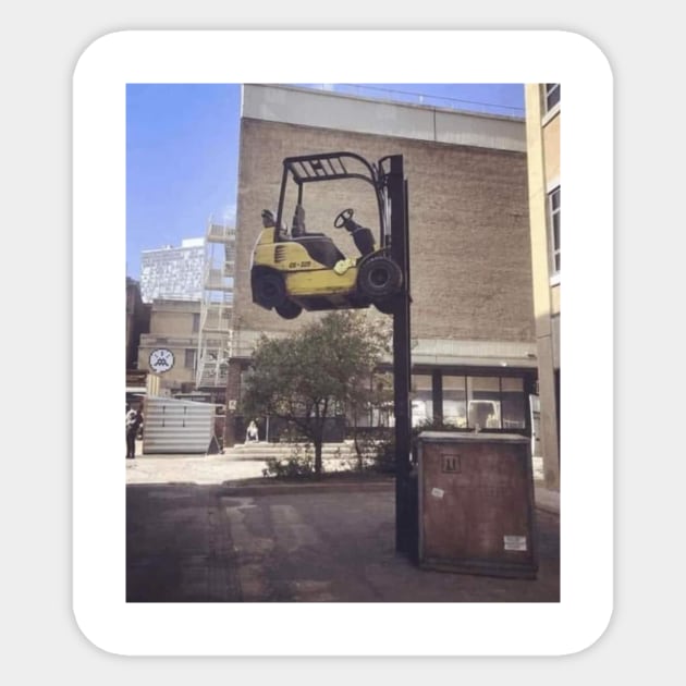 Levitating Forklift – Defying Gravity Meme - Meme - Sticker | TeePublic