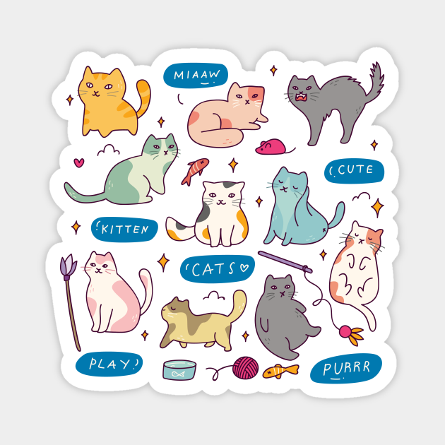 Funny Cute Cat Sticker Pack for cat lover - Cute Cats And Kittens ...