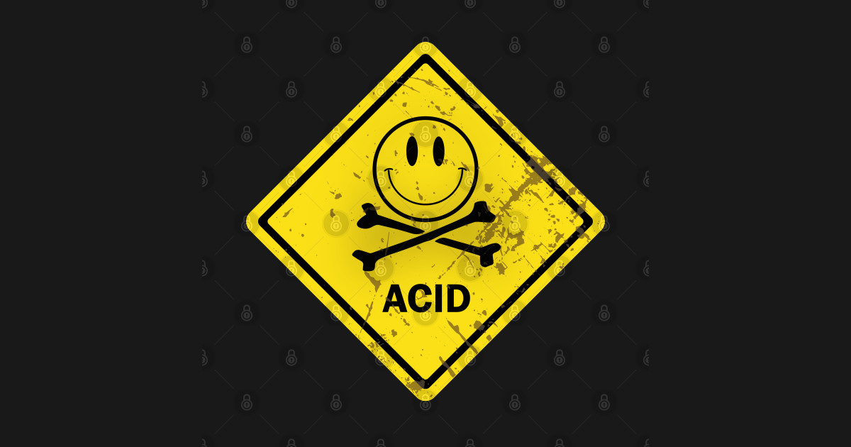Acid Smiley Hazard Sign - Acid House - T-Shirt | TeePublic