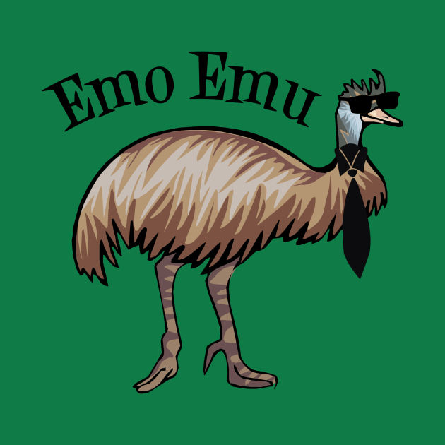 Emo Emu - Funny Puns - T-Shirt | TeePublic