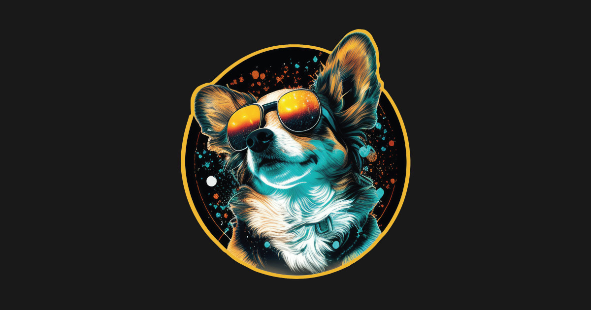 Cosmic Corgi with Sunglasses Art - Space Corgi - T-Shirt | TeePublic