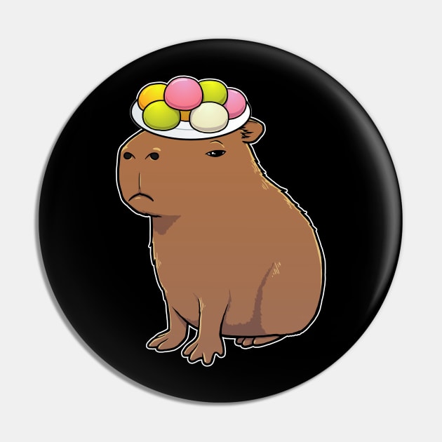 Capybara with Mochi on its head - Capybara Lover - Pin | TeePublic