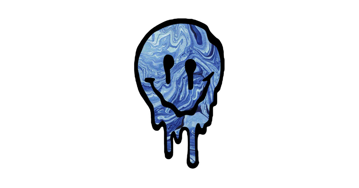 Blue Marble Drippy Smiley Face - Shaka - T-Shirt | TeePublic