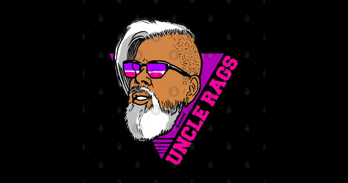 Classic Uncle Rags with Typeface - Uncle Rags - Sticker | TeePublic
