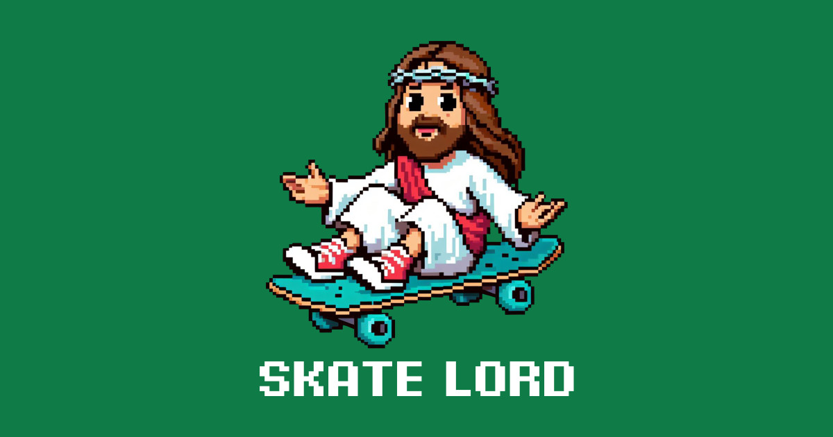 Jesus Skate Lord Pixel - Jesus - T-Shirt | TeePublic