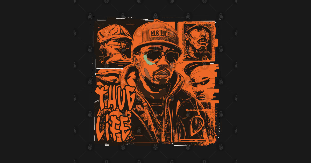 Thug Life Masterpiece Featuring Black Men on Orange Pattern - Thug Life ...