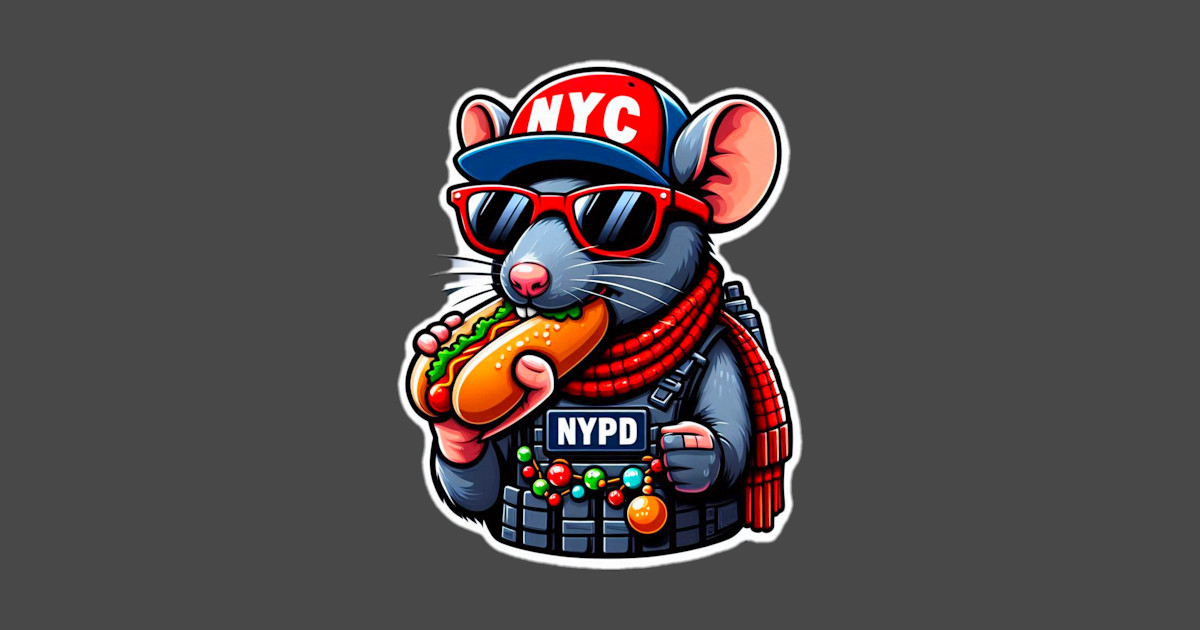 NYC RAT EATING A HOT DOG 5 - Rats Of Nyc - T-Shirt | TeePublic