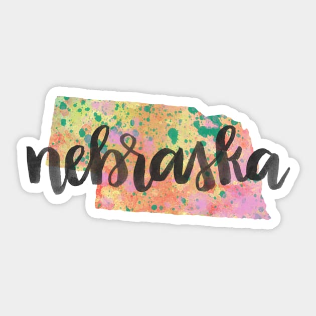 nebraska - calligraphy and abstract state outline - Nebraska - Sticker ...