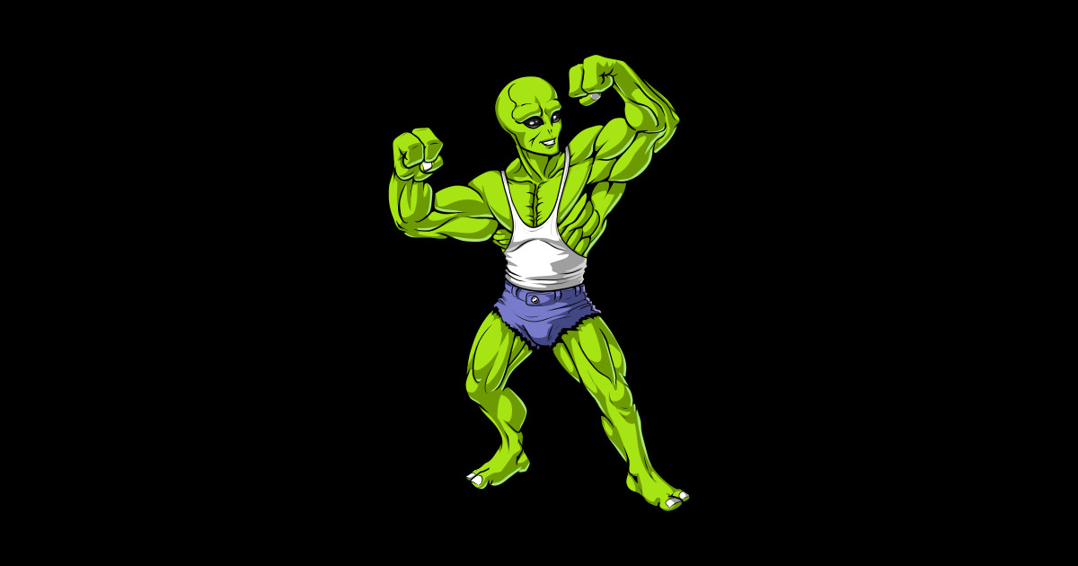 Space Alien Fitness Bodybuilding - Alien Fitness - Sticker | TeePublic