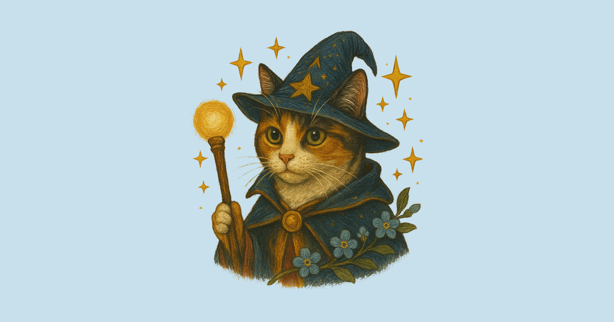 Calico Cat Wizard - Calico Cat Wizard - T-Shirt | TeePublic