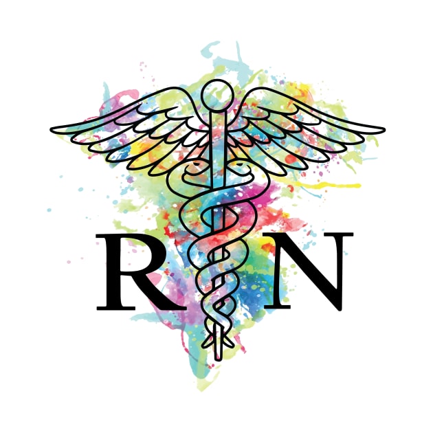 RN Watercolor Caduceus - Nurse - T-Shirt | TeePublic
