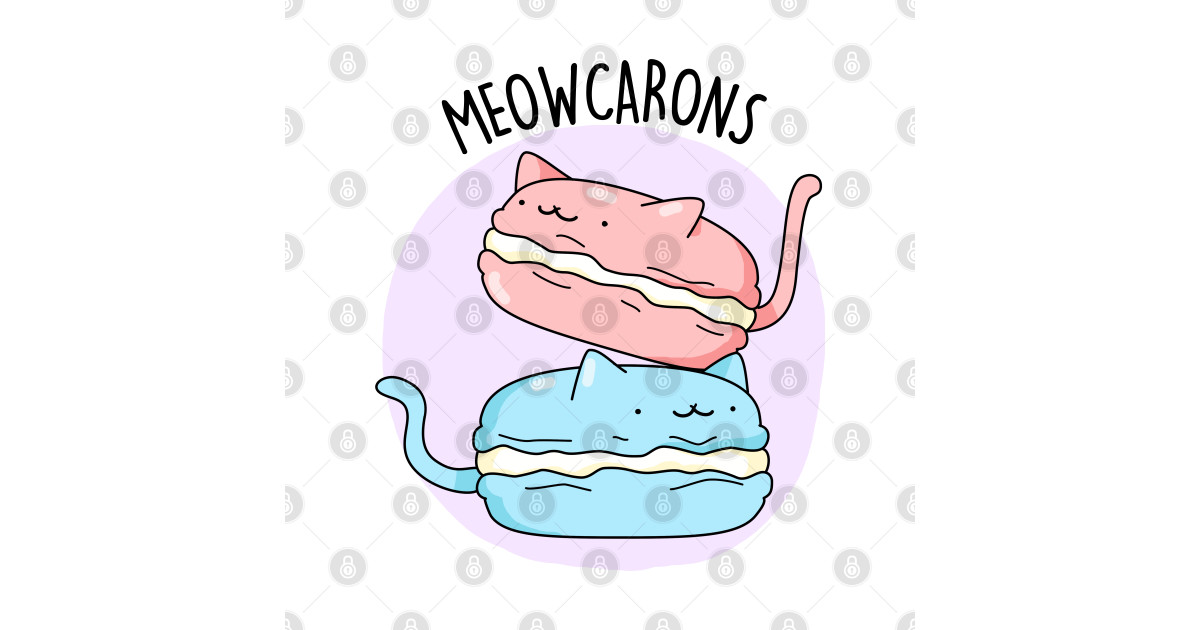 Meowcaron Cute Cat Macaron Pun - Cat Puns - T-Shirt | TeePublic