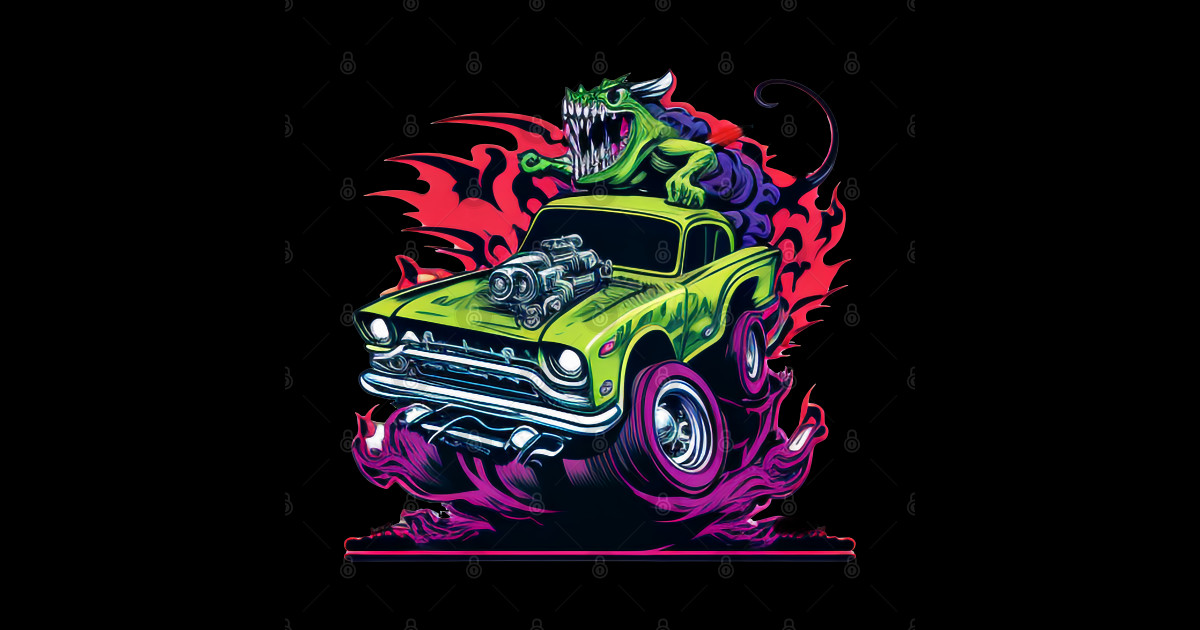 Monster Hot Rod Racing Rat Street Racer Retro Design - Street Rod Art ...