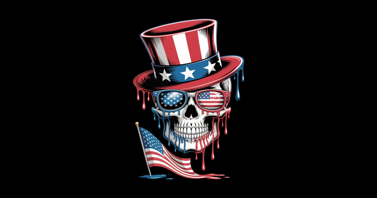 4th Of July Skull USA Drip Skeleton Head - 4th Of July Skull Usa Drip ...
