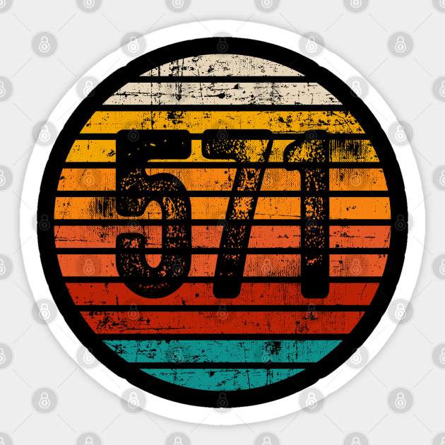 Distressed Vintage Sunset 571 Area Code - 571 Area Code - Sticker ...