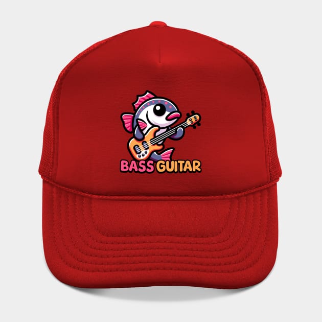 Bass Guitar! Cute Fish Guitar Pun Cartoon - Bass Guitarist - Hat ...
