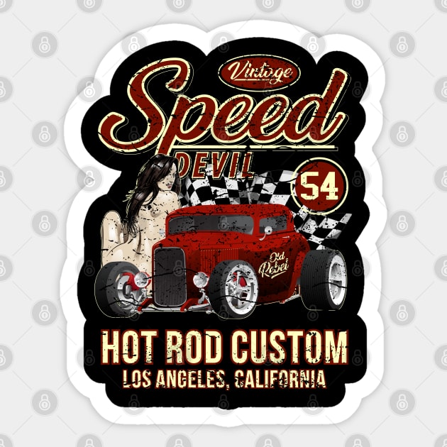 Vintage Speed Devil Hot Rod - Hot Rod - Sticker | TeePublic