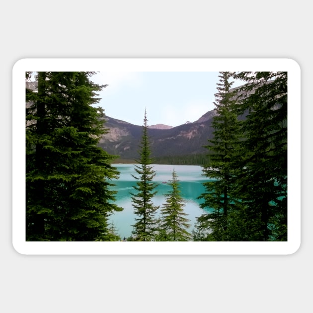 Emerald Lake Through the Trees - Photography - Sticker | TeePublic