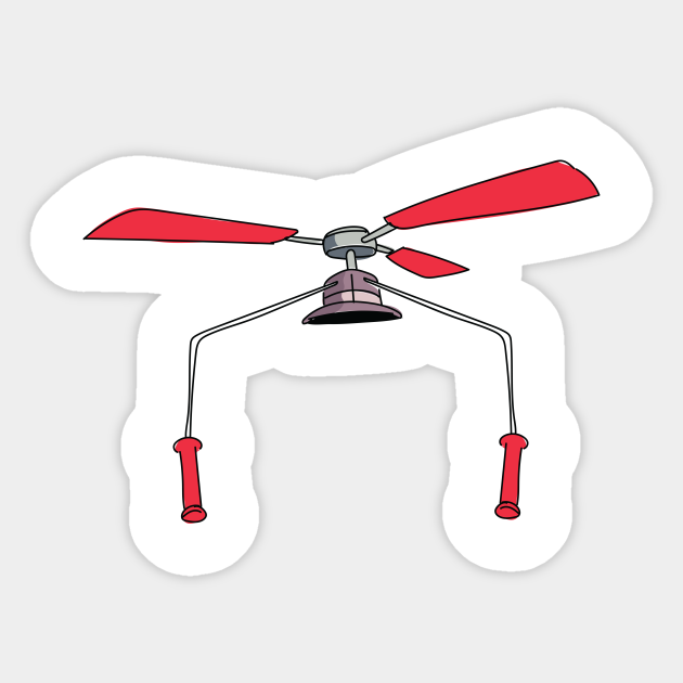 Hat Helicopter cartoon - Hat Helicopter Cartoon - Sticker | TeePublic