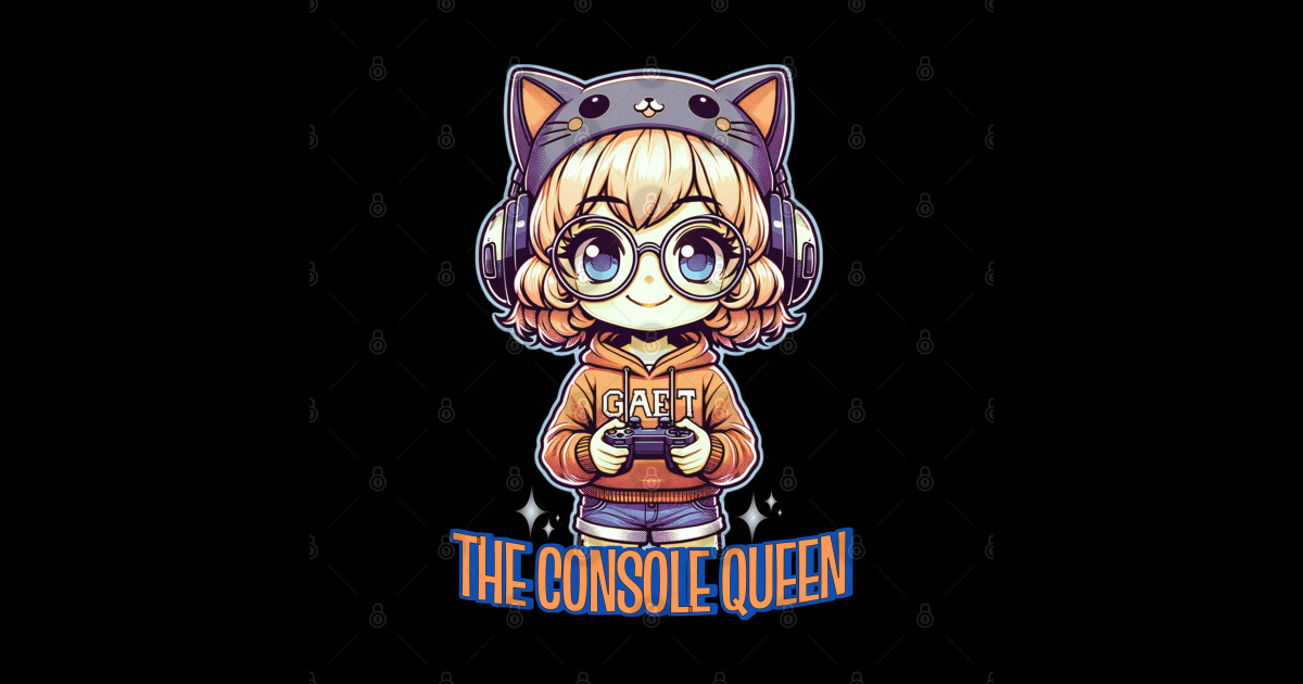 Console Queen Gamer Girl Cute Anime Design - Gamer Girls - Sticker ...