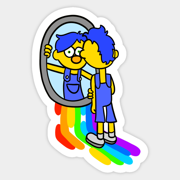 dhmis - yellow guy in the mirror - Dhmis - Sticker | TeePublic