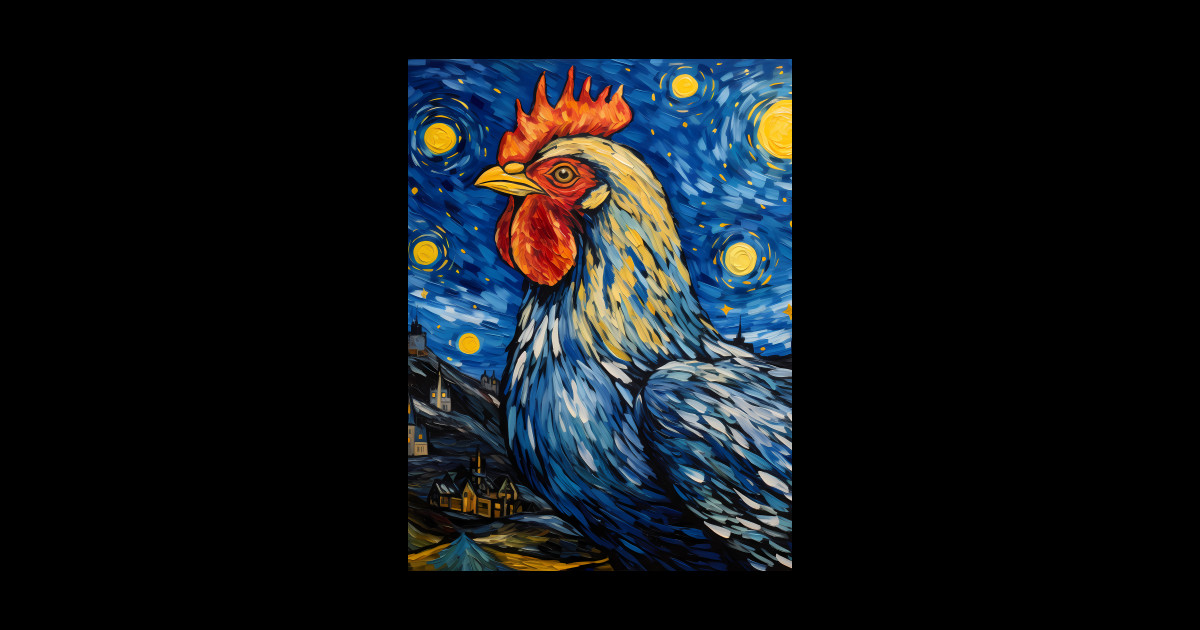Van Gogh's Chicken - Chicken - Posters and Art Prints | TeePublic