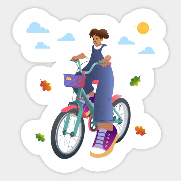 Girl Riding Bike - Riding A Bike - Sticker | TeePublic