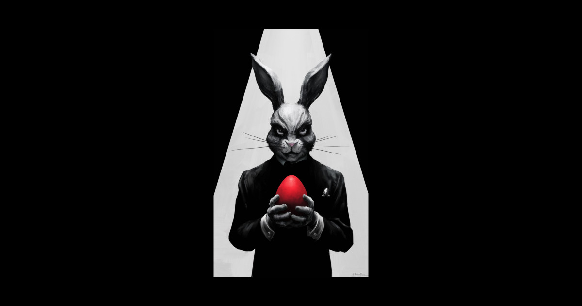 Dark bunny with red egg - Dark Easter Bunny - Sticker | TeePublic