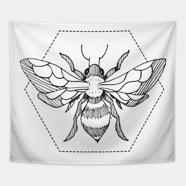 Pen & Ink Bee Tattoo - Bees - Tapestry | TeePublic