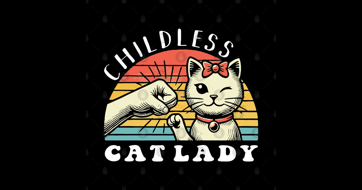 Childless Cat Lady USA Flag Election 2024 Women Vote Blue - Childless ...