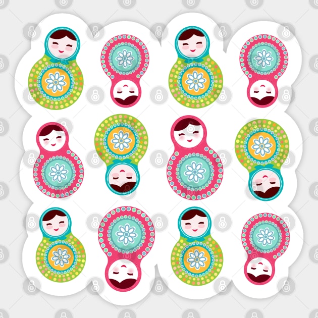 Russian dolls matryoshka Pattern - Matryoshka - Sticker | TeePublic