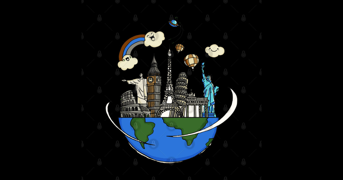 Travel World Road Map - Travel World Road Map - Sticker | TeePublic