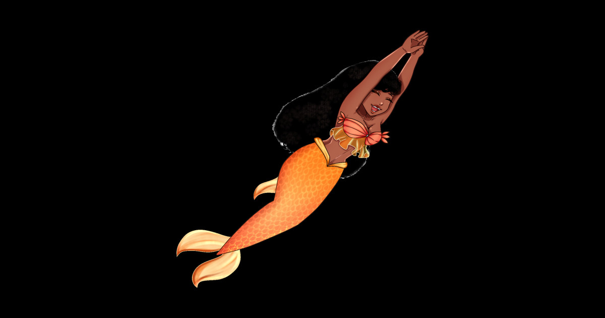 Cute Afro African Mermaid, Anime Girl, Black History - Mermaid - Magnet ...