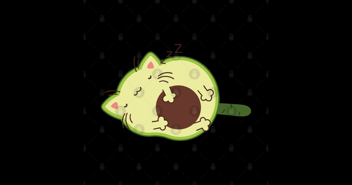Sleeping avocado cat - Avocado - Sticker | TeePublic