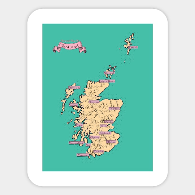 National Map Of Scotland - National Map Of Scotland - Sticker | TeePublic