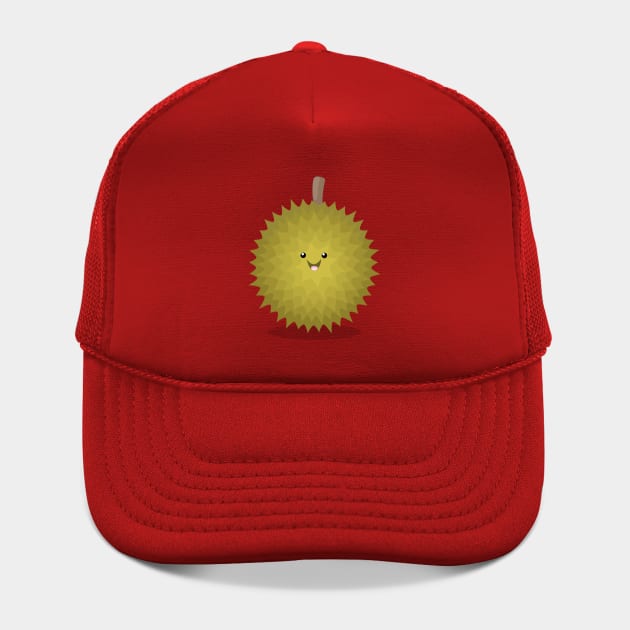 Cute happy durian fruit cartoon illustration - Durian - Hat | TeePublic