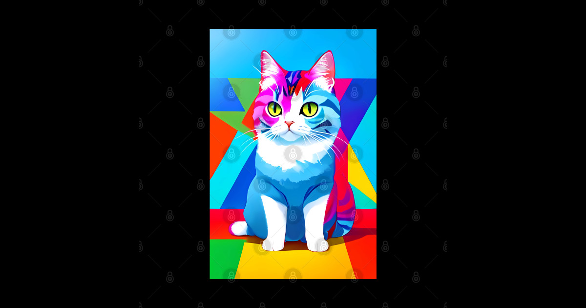 Feline Fusion: captivating abstract painting of a Cat with bold ...