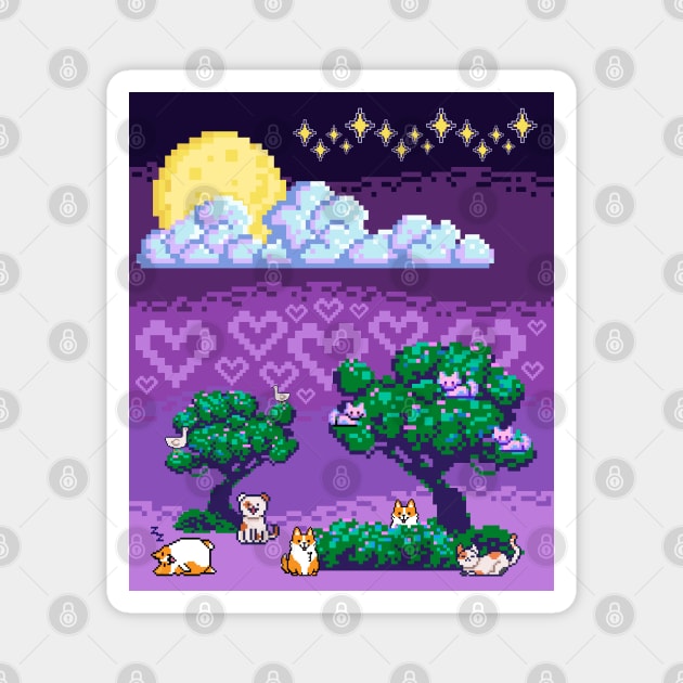 Pixelated Pets at Night - Pet Lover - Magnet | TeePublic