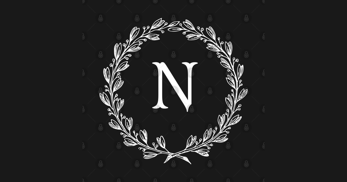 Beautiful Letter N Alphabet Initial Monogram Wreath White version check ...