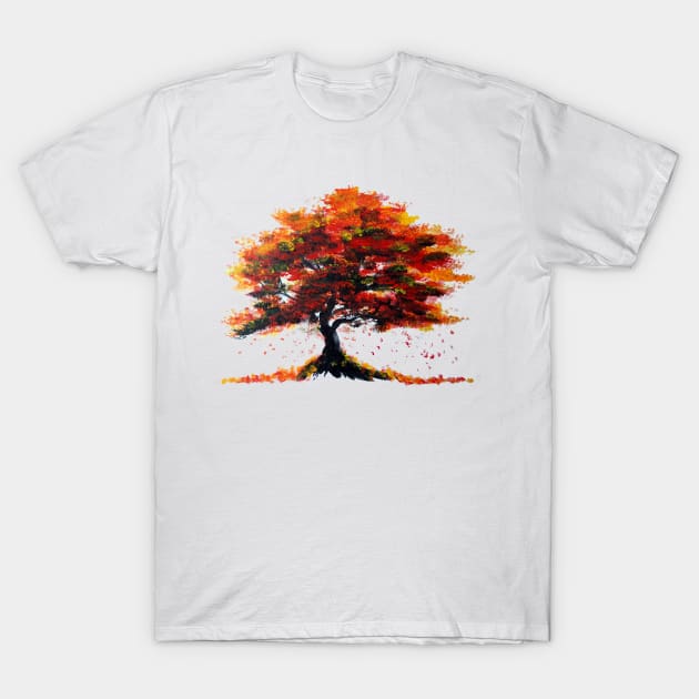 Red Autumn Tree - Red Tree - T-Shirt | TeePublic